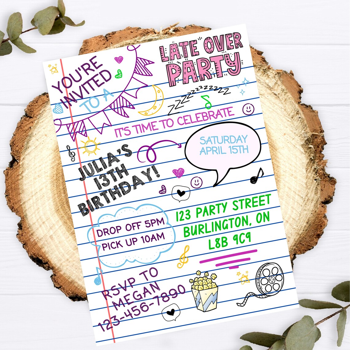 EDITABLE LATE OVER Invitation Late Stay Party Sleep-under - Etsy