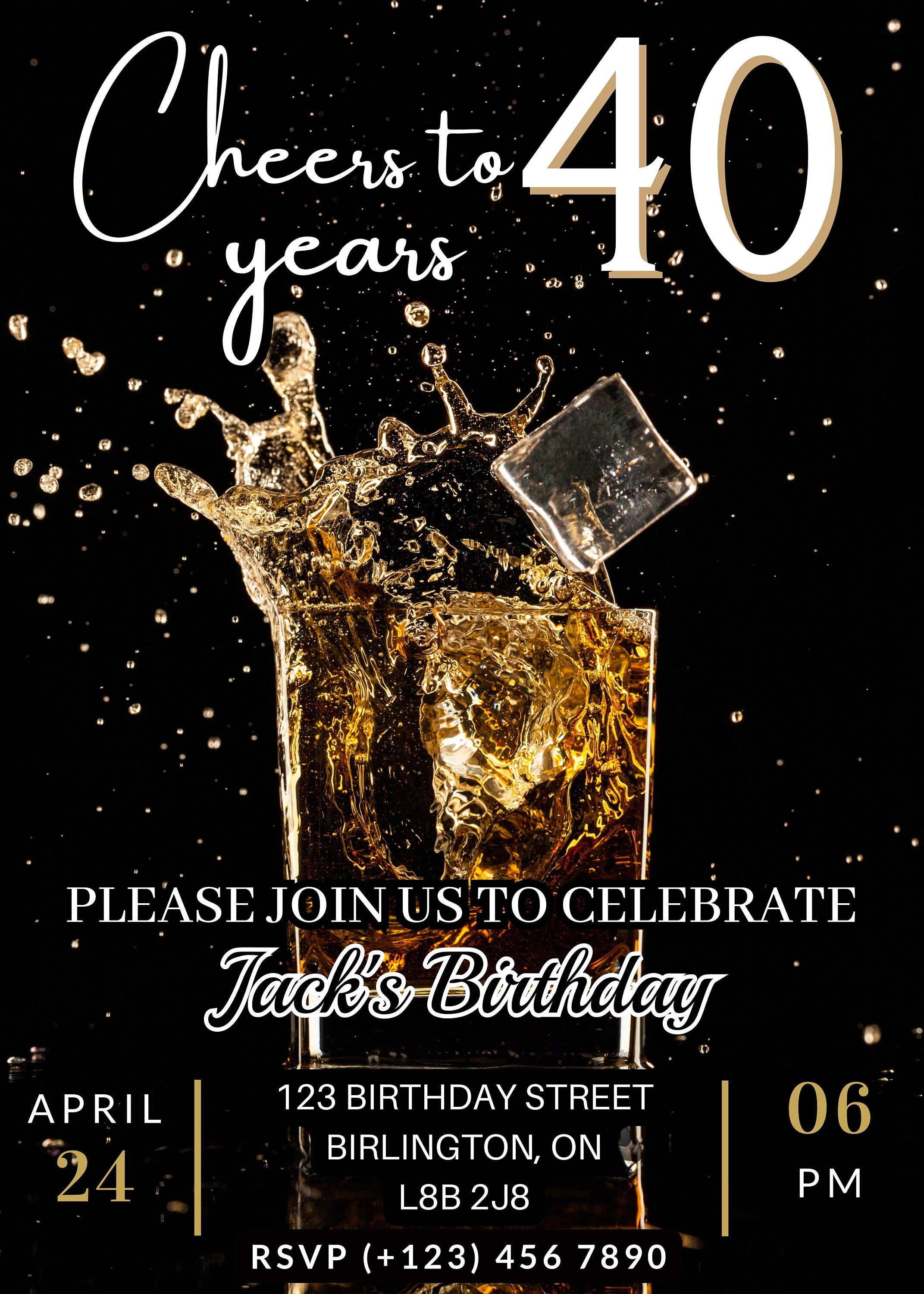 EDITABLE Adult Birthday Party Invitation, ANY AGE Whiskey Invitation ...