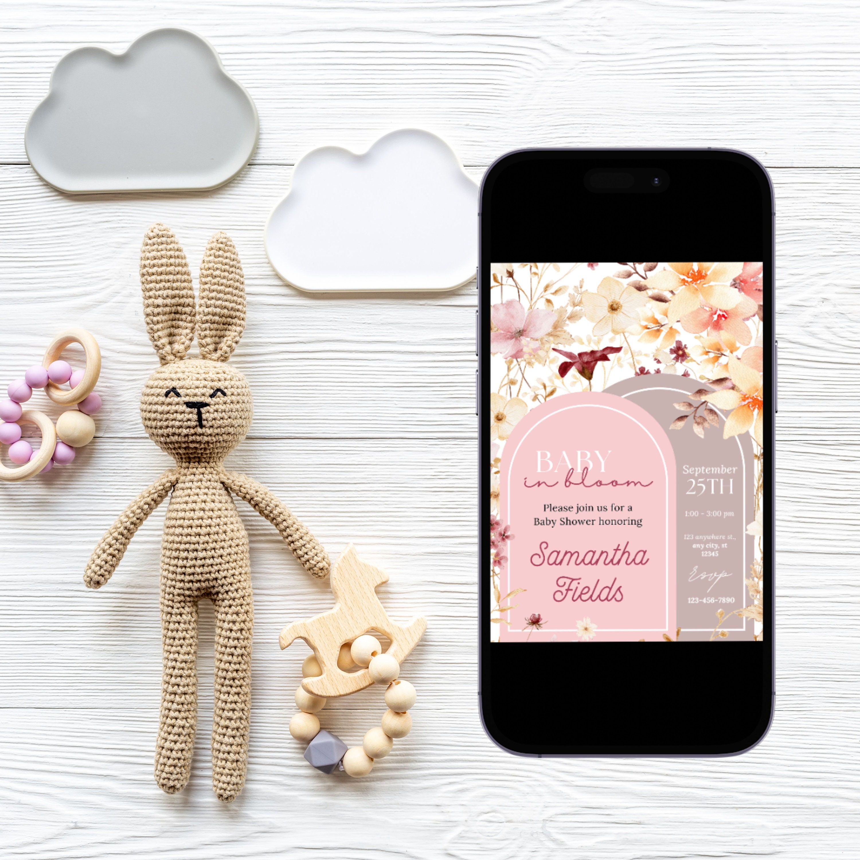 EDITABLE BABY IN Bloom Invitation, Printable Baby Shower Invitation ...