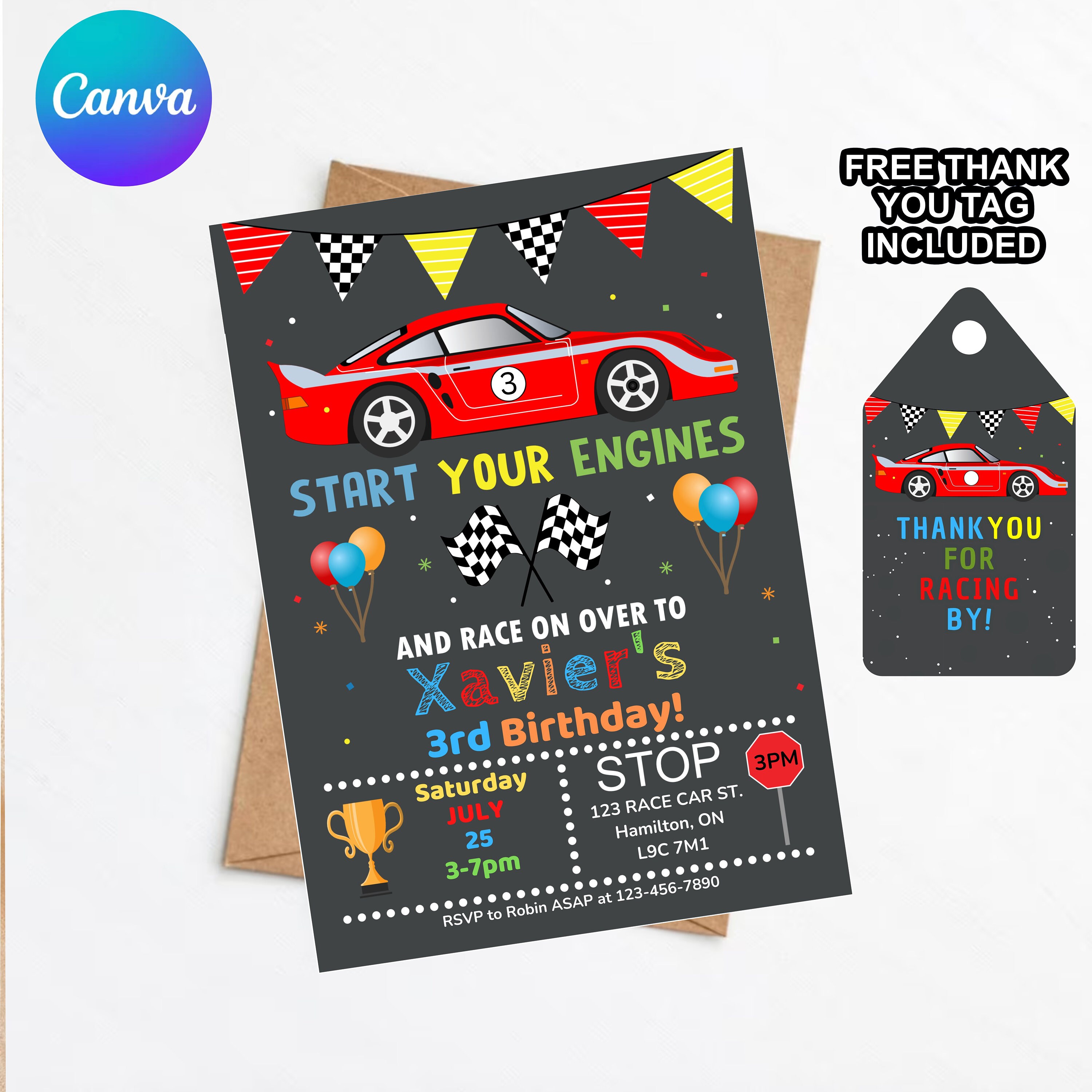 Editable Race Car Birthday Invitation Race Car Invitation - Etsy Canada