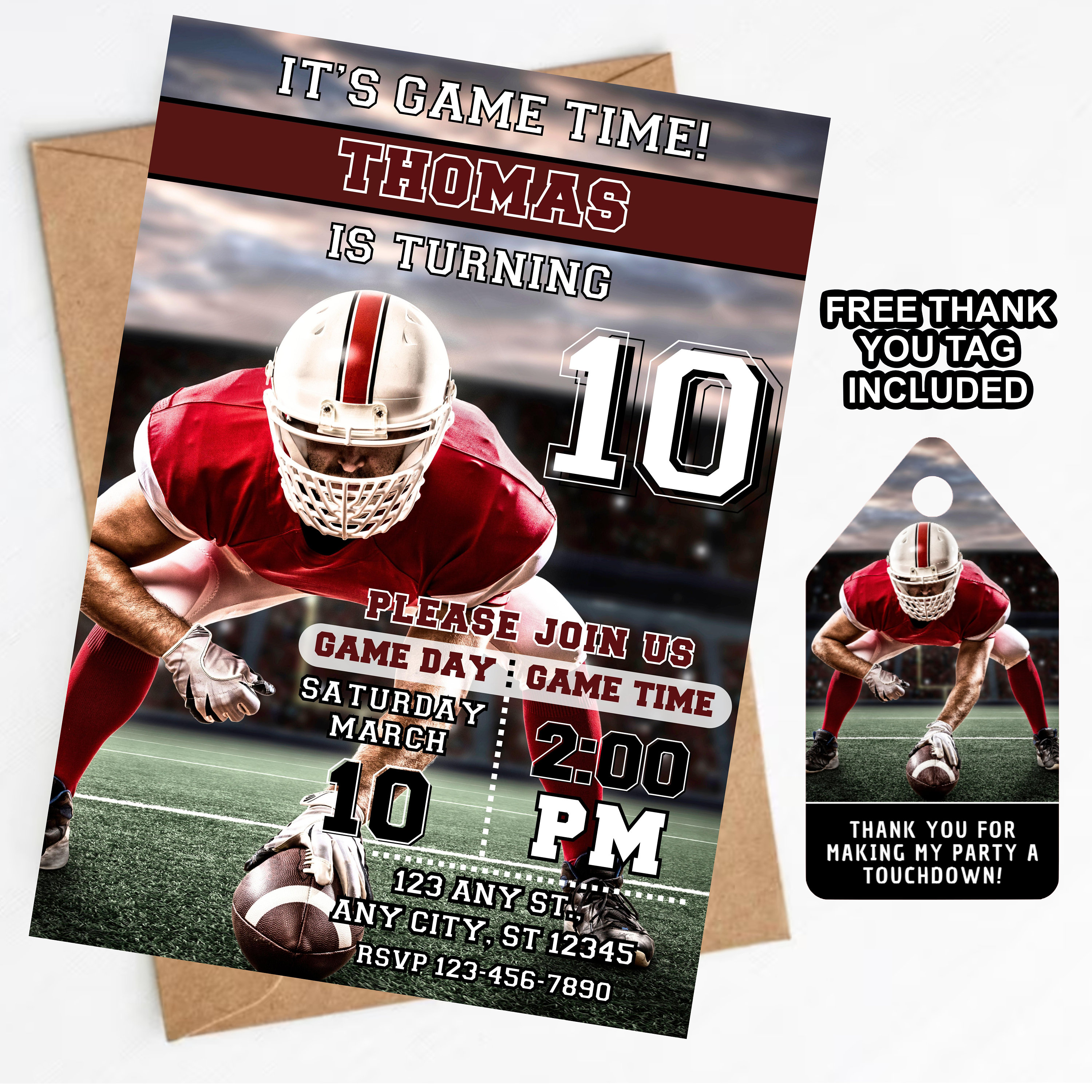 Editable Football Birthday Invitation, Football Birthday Printable ...
