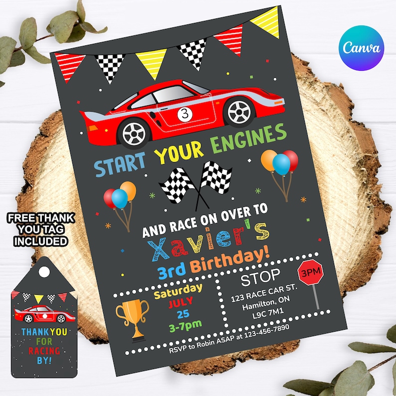 Editable Race Car Birthday Invitation, Race Car Invitation, Racing ...