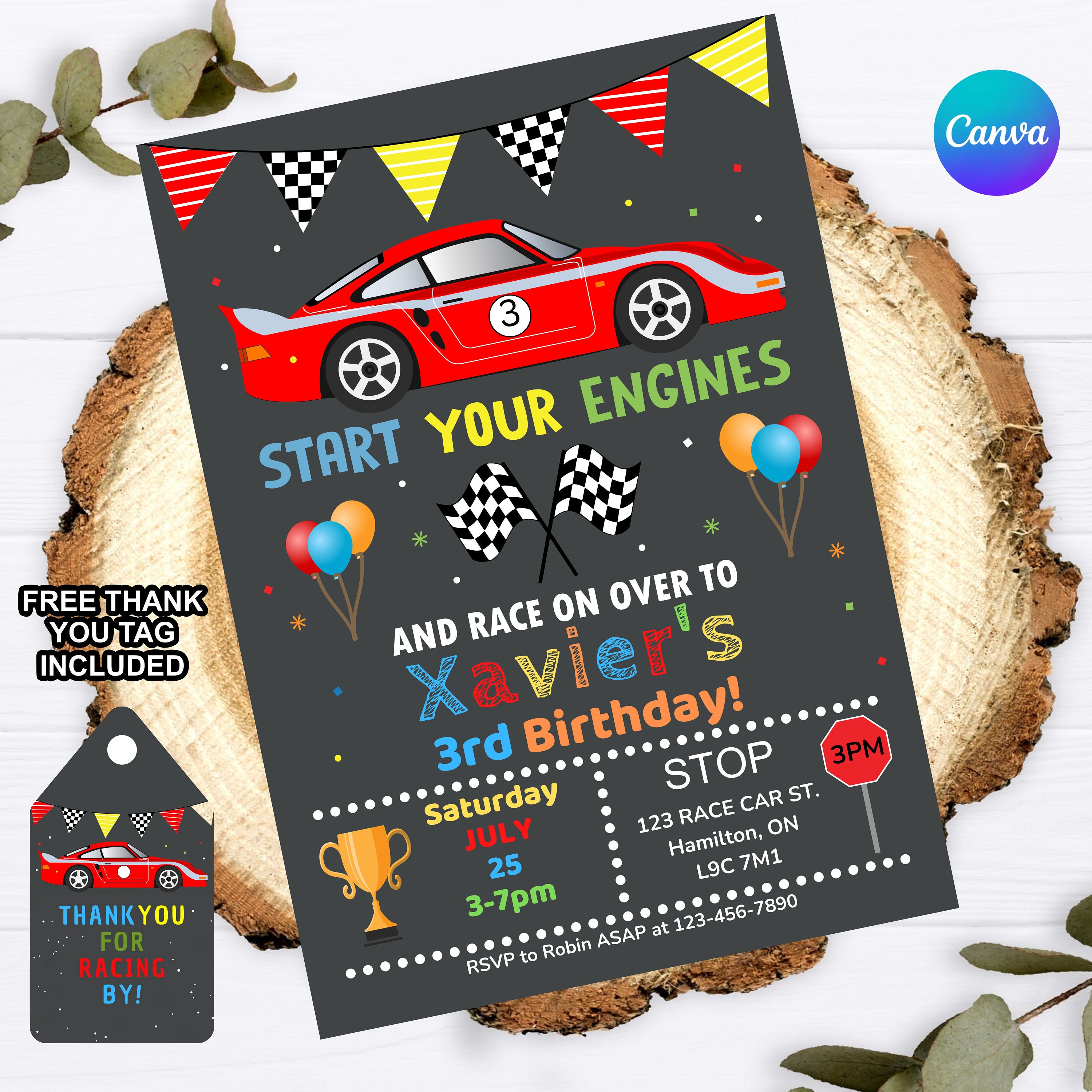 Editable Race Car Birthday Invitation, Race Car Invitation, Racing ...