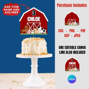 DIY Barn Cake Topper, Farm Party, Barn Theme Cake Topper, Animal Party ...