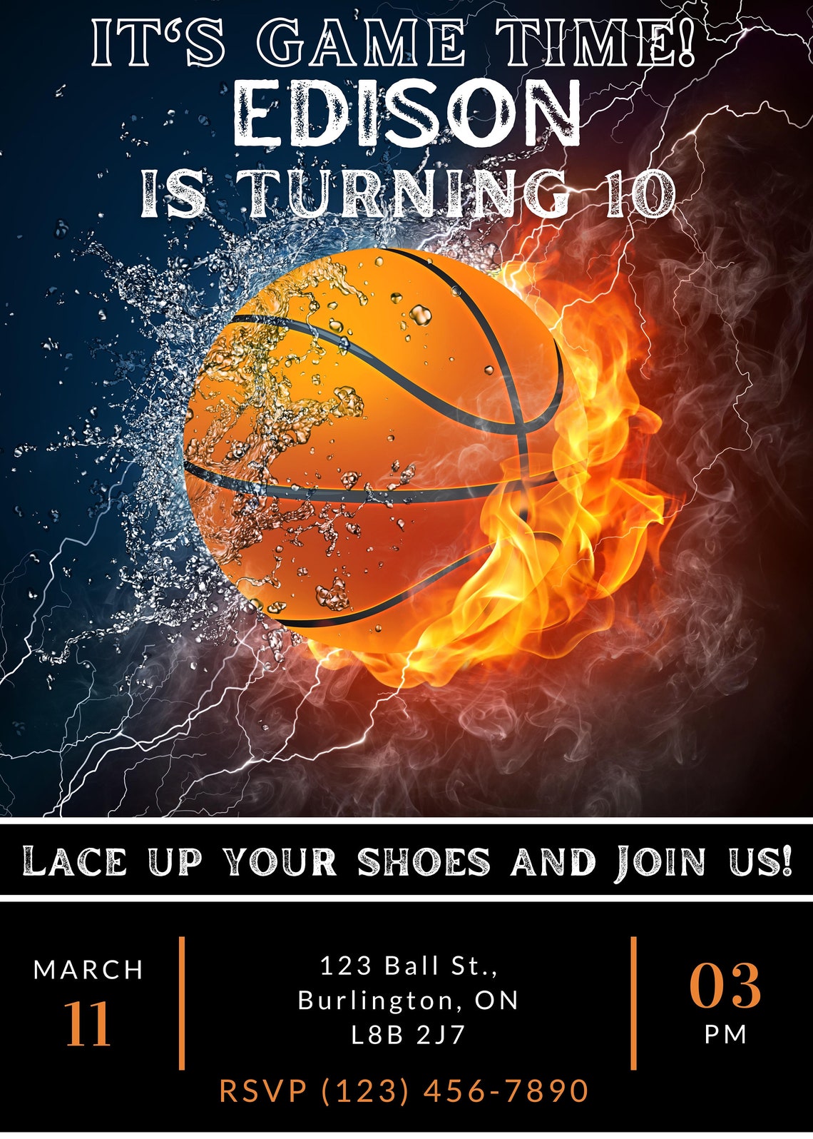 EDITABLE BASKETBALL INVITATION, Basketball Party, Sports Invitation ...