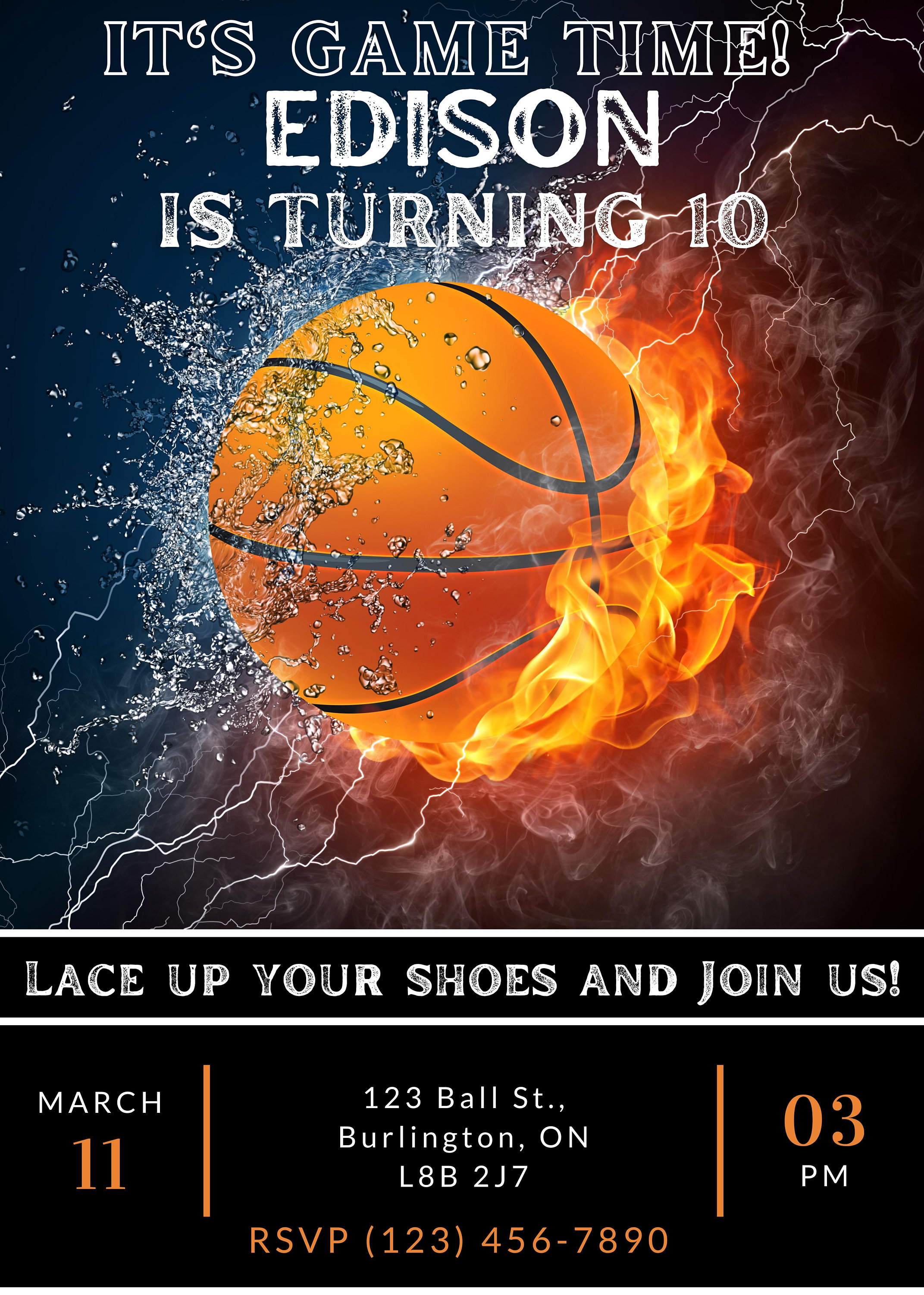 EDITABLE BASKETBALL INVITATION, Basketball Party, Sports Invitation ...