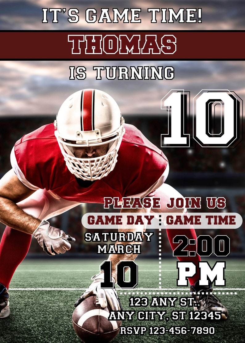 Editable Football Birthday Invitation, Football Birthday Printable ...