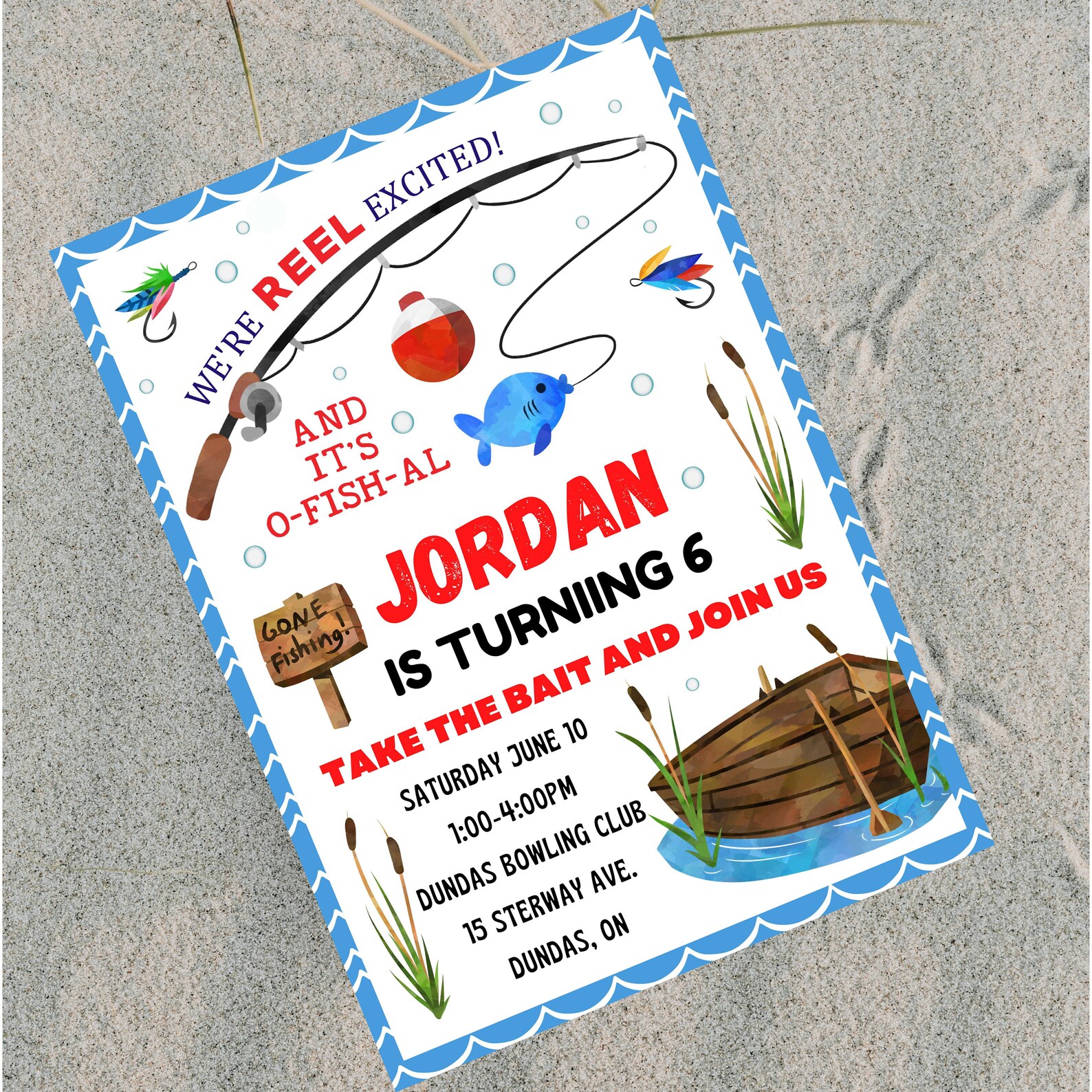 Fishing Birthday Invitation, Gone Fishing Party, We're Reel Excited, O ...