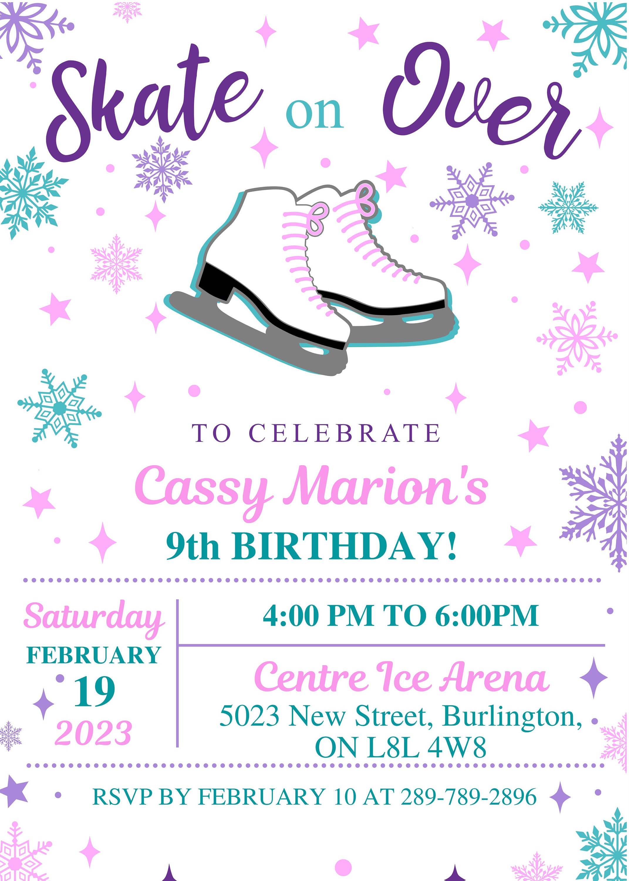 Editable Ice Skating Birthday Invitation Skate on Over Party - Etsy