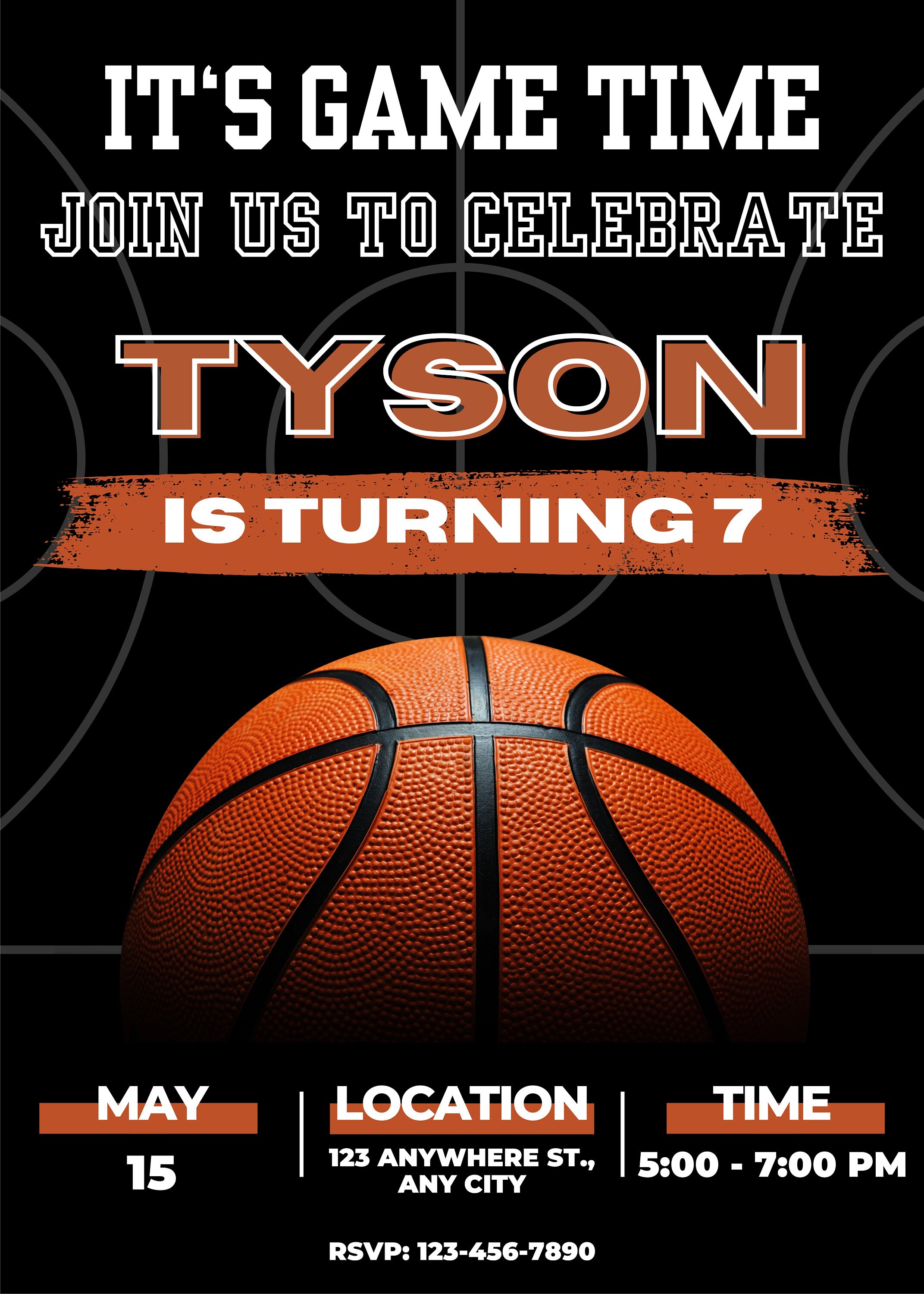 Editable Basketball Invitation, Any Age, It's Game Time, Sports ...