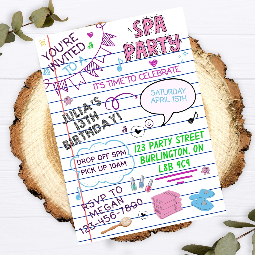 EDITABLE SPA Party Invitation, Spa Party, Makeover Party, Birthday Girl ...