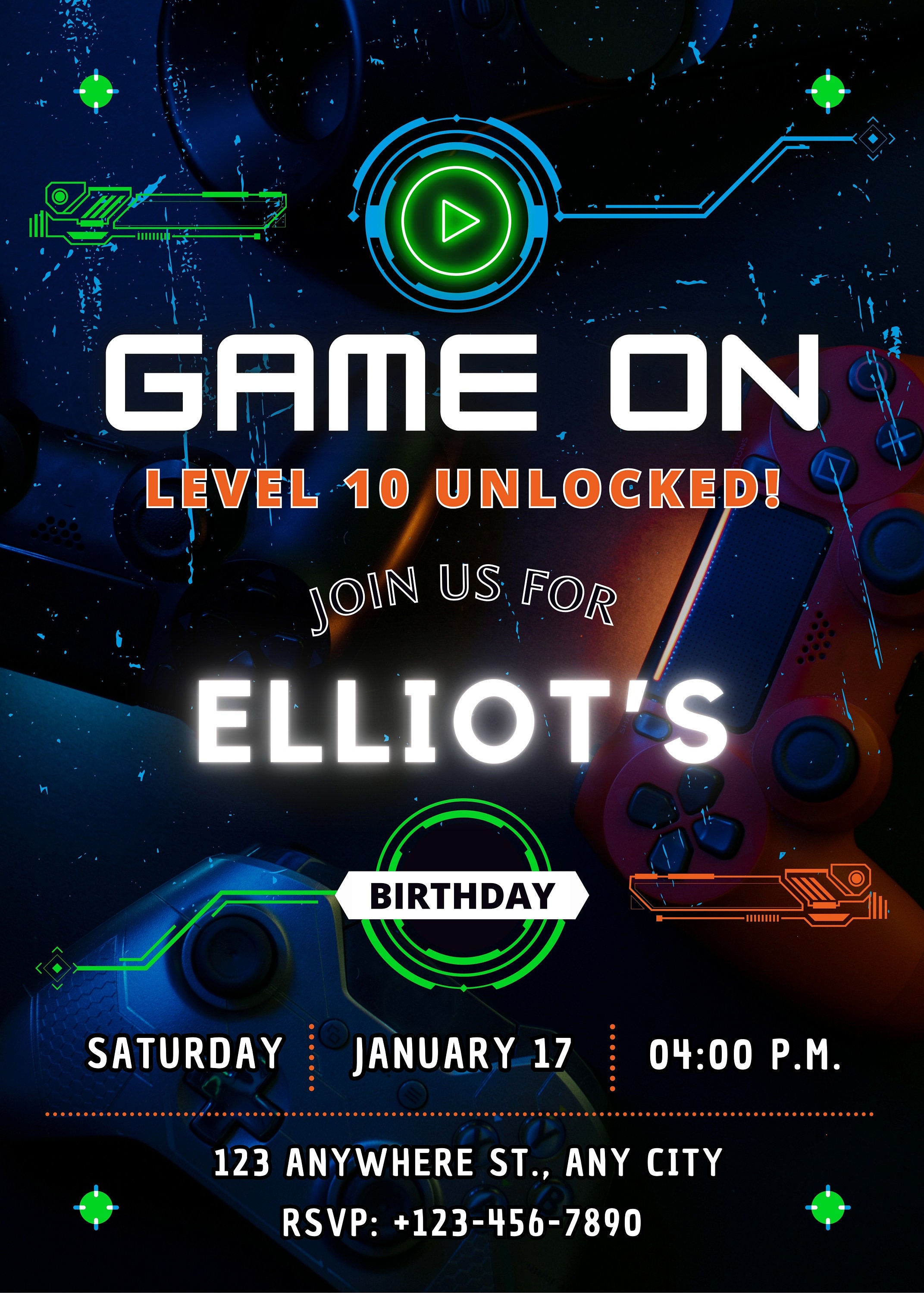 EDITABLE Gamer BOY Invitation, Game On Customizable Gaming Invitation ...