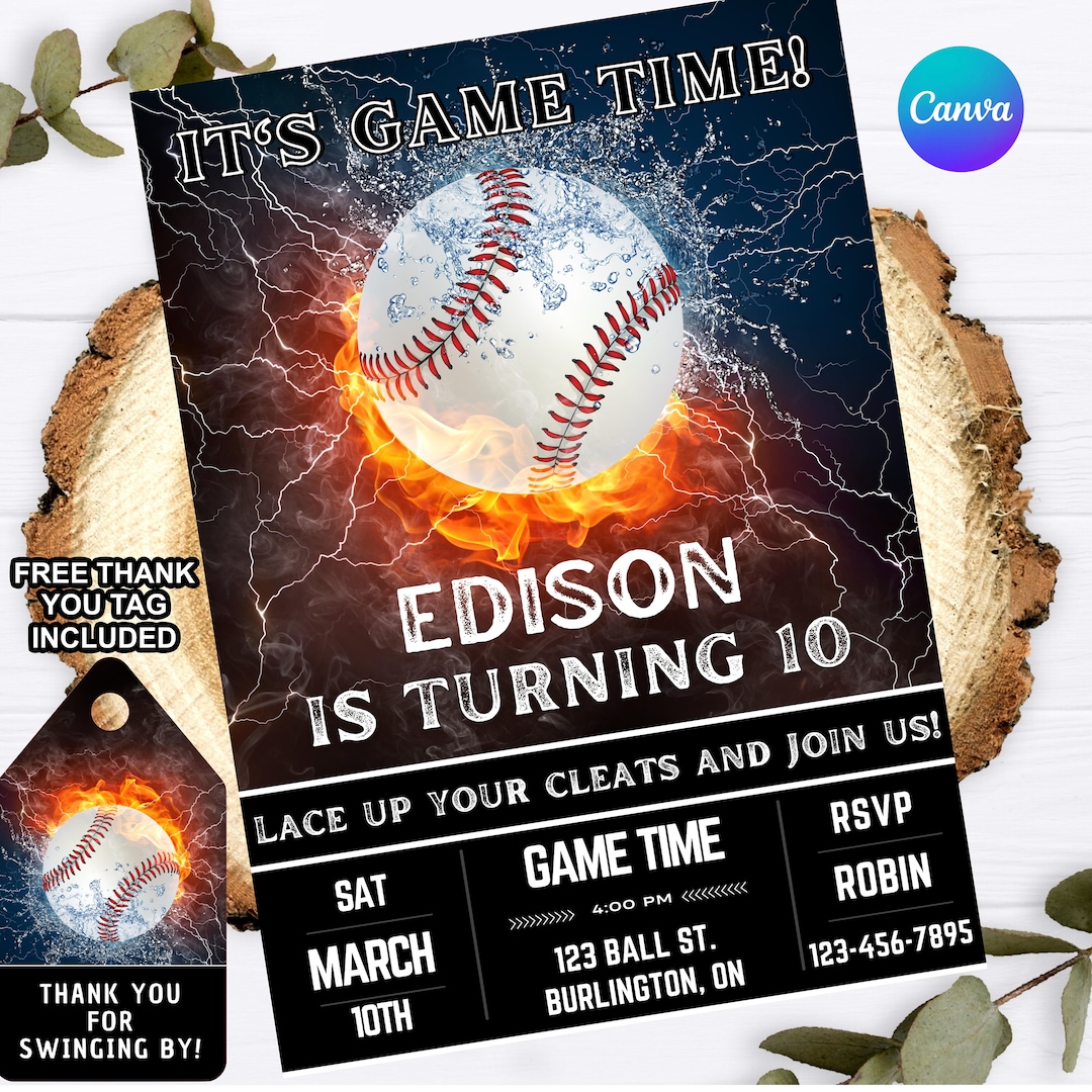 Baseball Party Invitation, It's Game Time Invitation, Printable ...