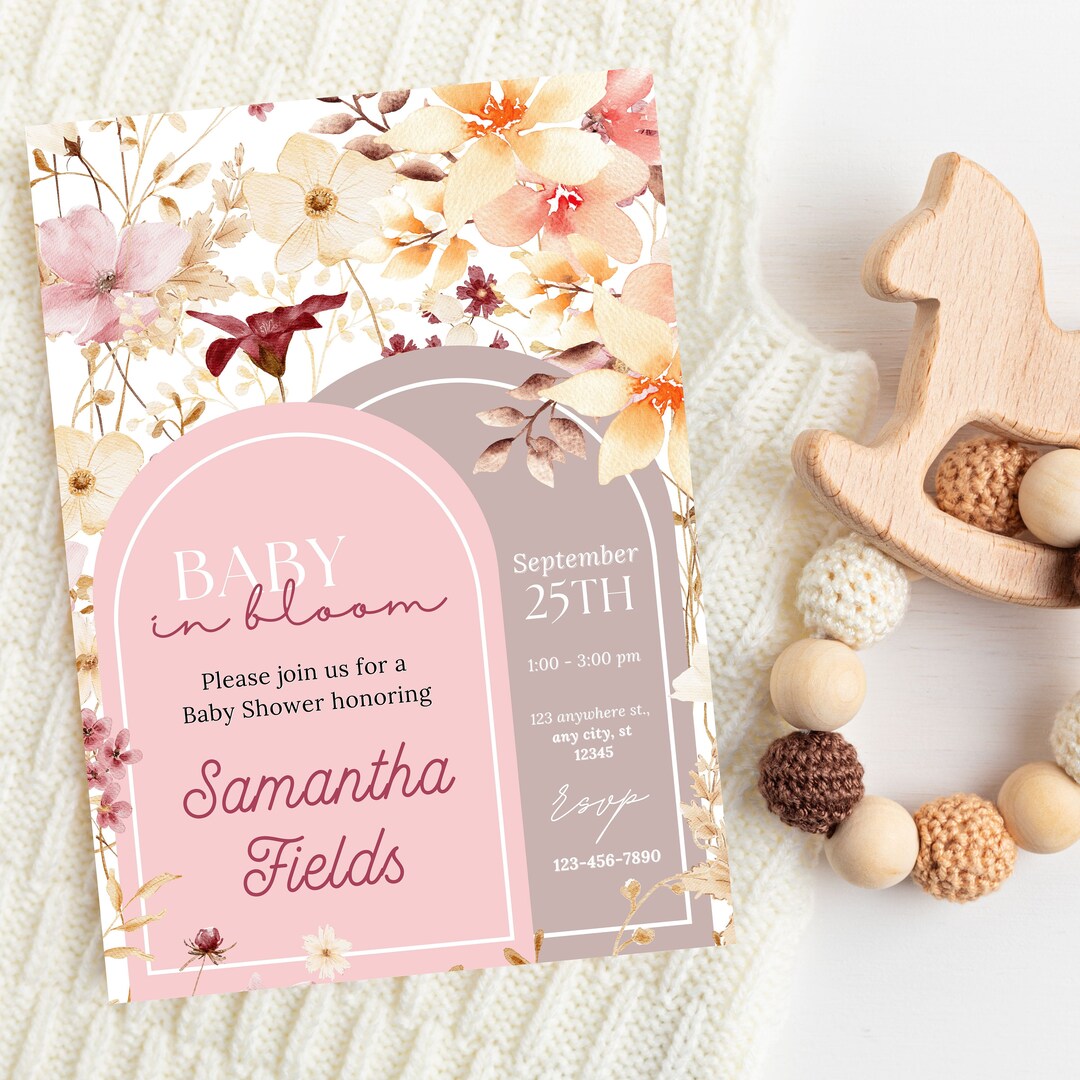 EDITABLE BABY IN Bloom Invitation, Printable Baby Shower Invitation ...