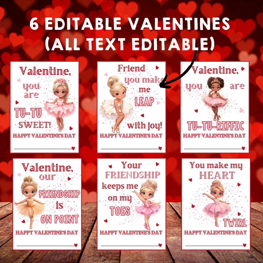 EDITABLE Printable Dance Valentine Cards, Classroom Valentines Day ...