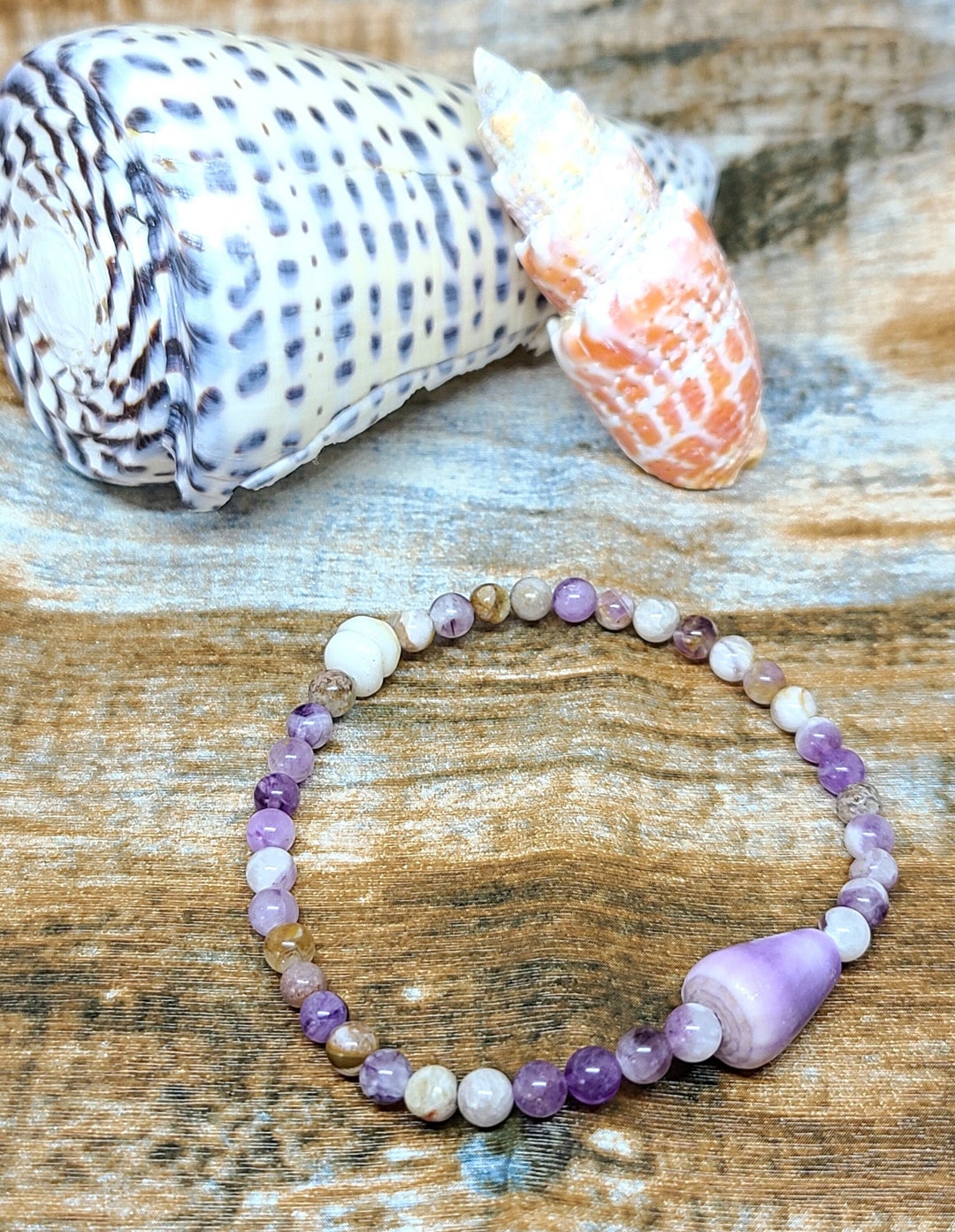 Cone Shell & Dogtooth Chevron Amethyst Bracelet - Etsy