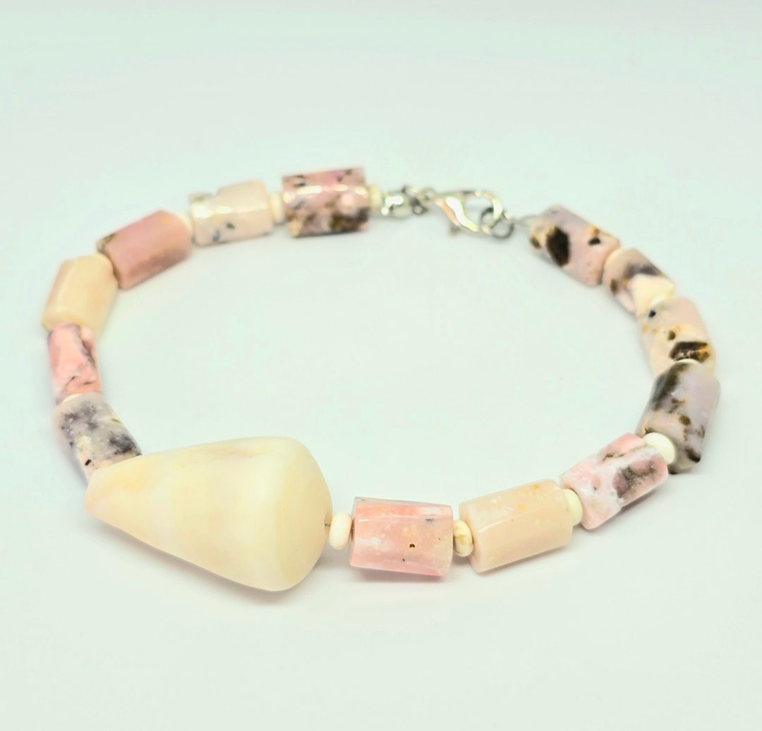 Cone Shell and Pink Opalesque Stone Clasp Bracelet - Etsy