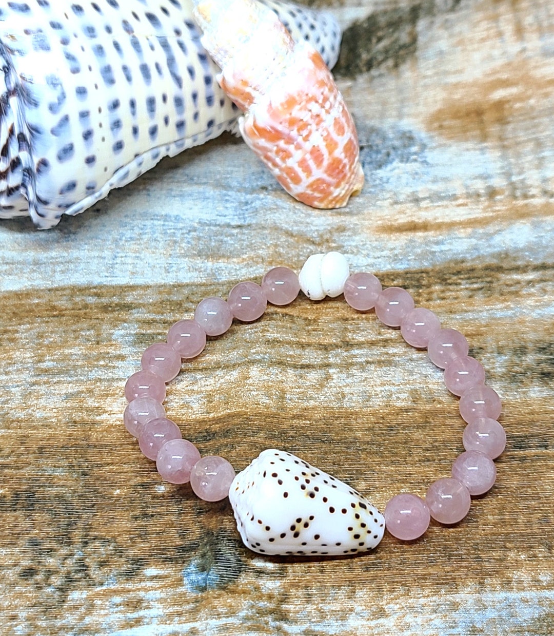 Flea Cone & Rose Quartz Bracelet - Etsy