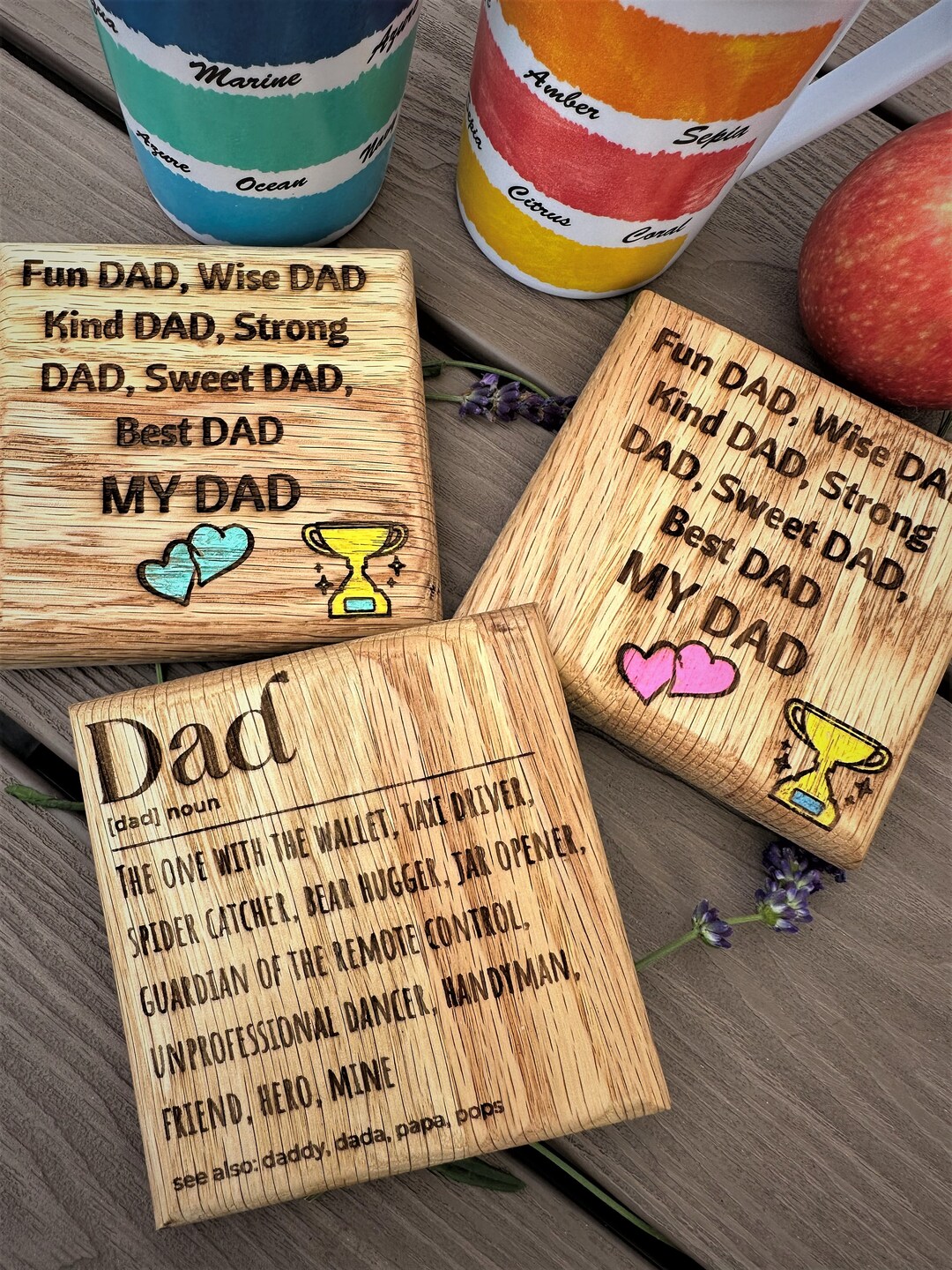 Engraved Oak Coaster for Dad | Heartwarming Dad Quote - Etsy