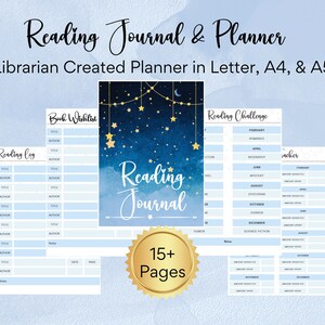 Cat Reading Journal, Cute Printable Book Planner, Booktok Merch and ...