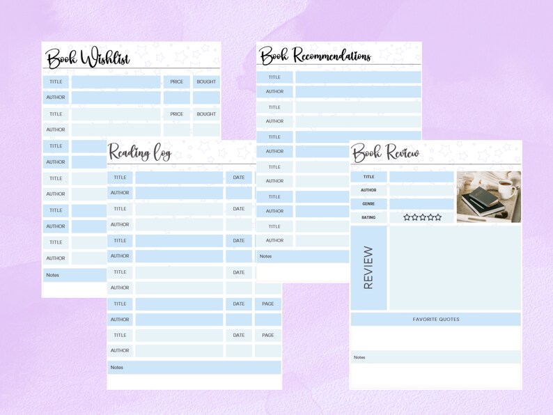 Reading Journal, Cute Printable Book Planner, Booktok Merch and ...