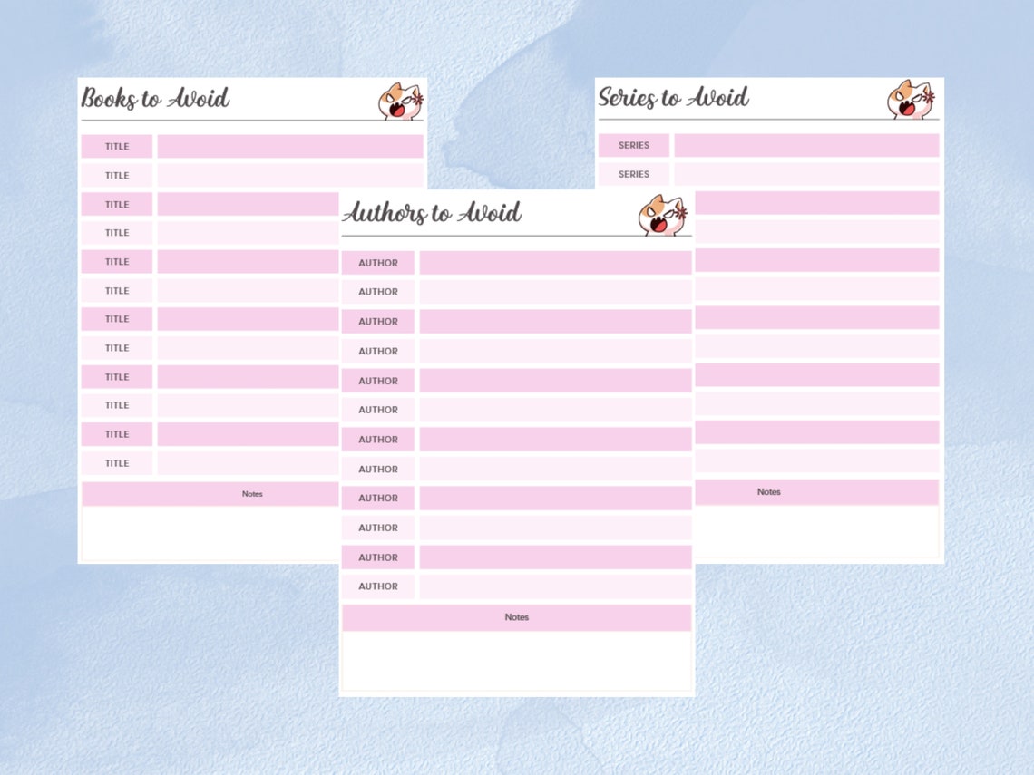 Cat Reading Journal Cute Printable Book Planner Booktok - Etsy