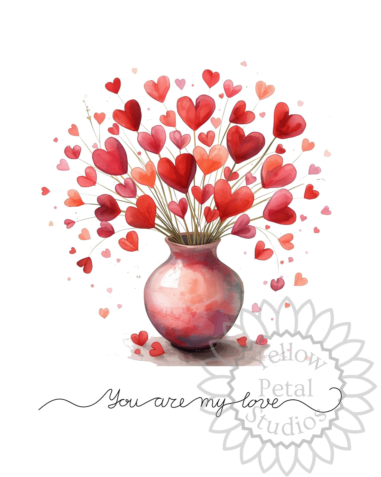 Heart Bouquet Printable Art Set - Valentine’s Day Digital Prints With ...