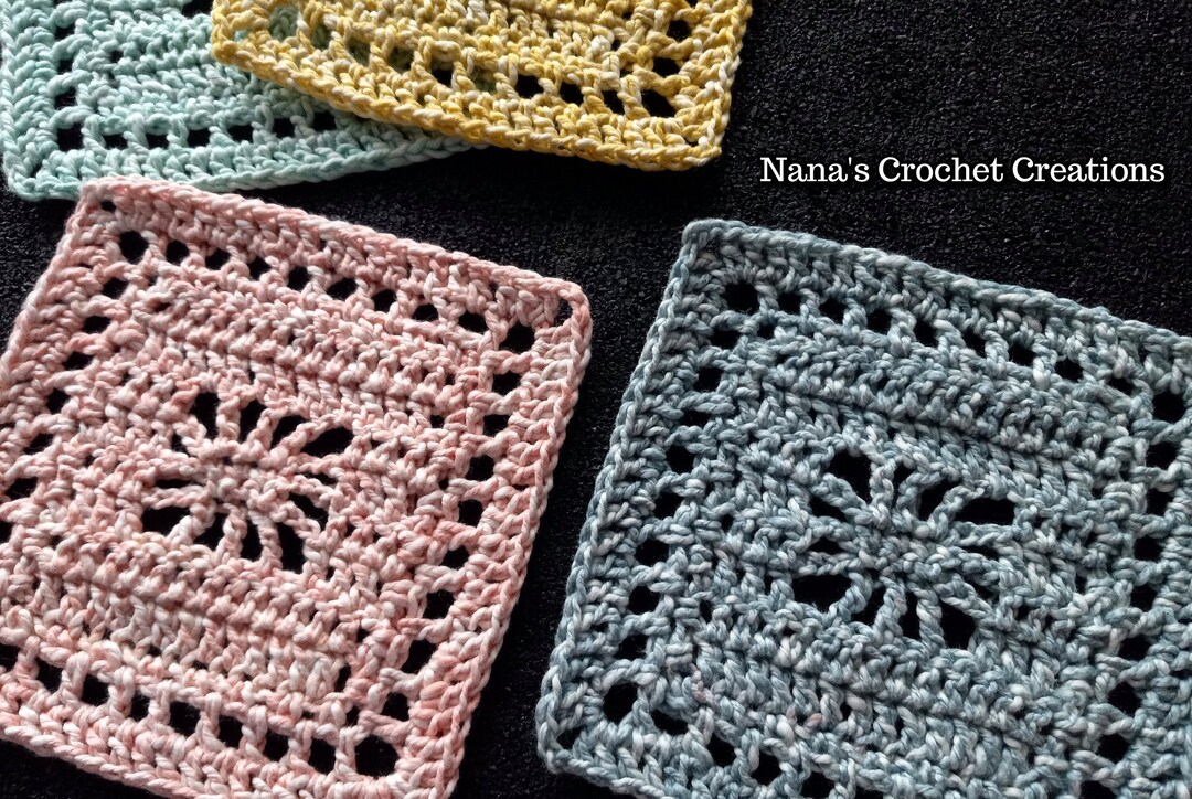 Pastel Patchwork Square | Filet Crochet Square Pattern | Crochet Square ...