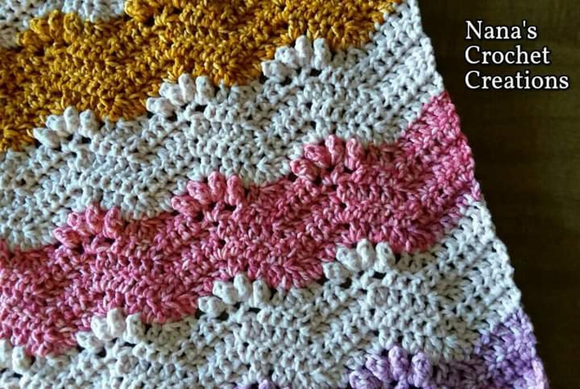 Pop-up Ripple Crochet Blanket Pattern: Popcorn Stitch (PDF Pattern) - Etsy