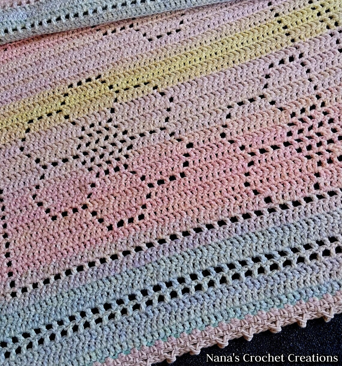 Paintbox Posies Filet Crochet Blanket Pattern: Flower Baby Blanket (PDF ...