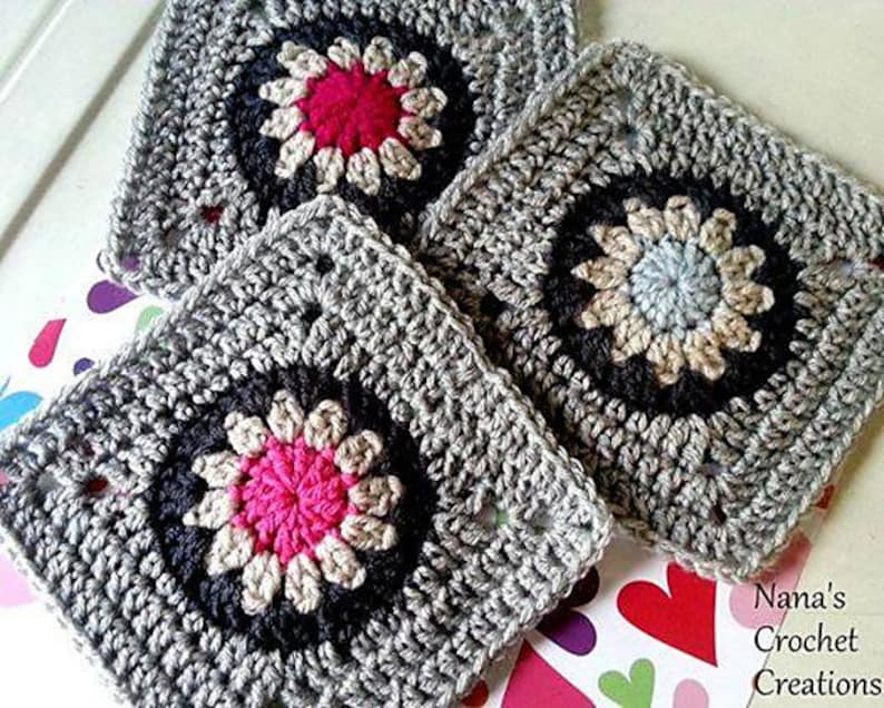 Retro Circle in A Square Crochet Square Pattern Afghan - Etsy