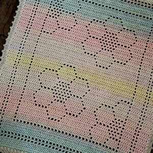Paintbox Posies Filet Crochet Blanket | Baby Blanket | Filet Crochet ...