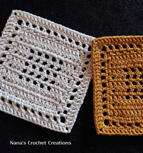 Cottage Block Square Filet Crochet Square Afghan Block - Etsy