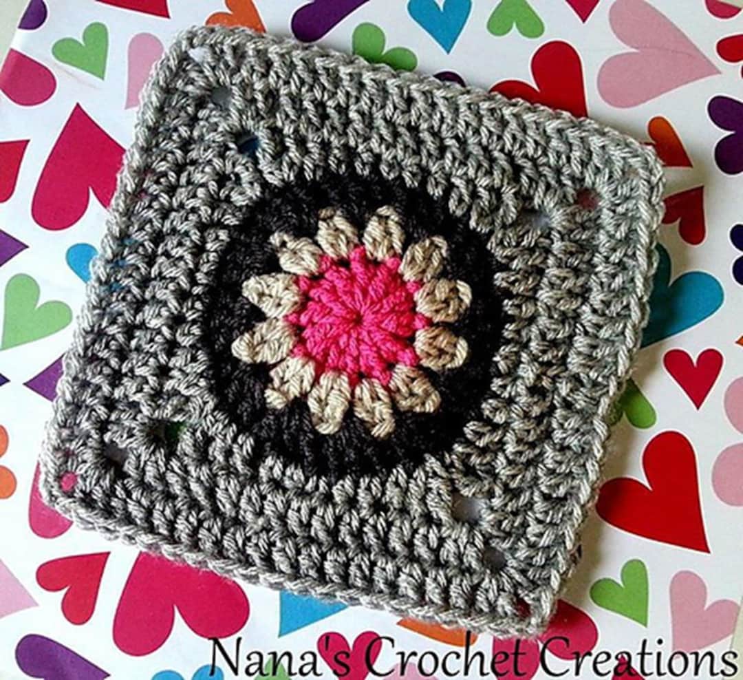 Retro-circle-in-a-square Crochet Square Pattern (PDF Download) - Etsy