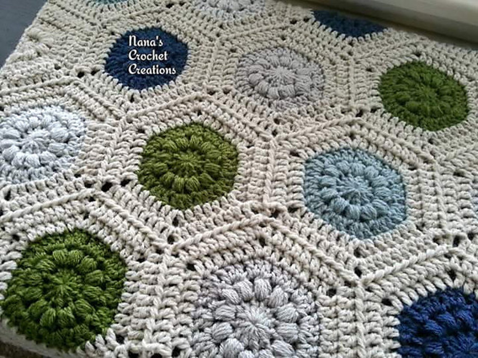 Nana's "puff Circle Hexagons" | Crochet Blanket Pattern | Crochet ...