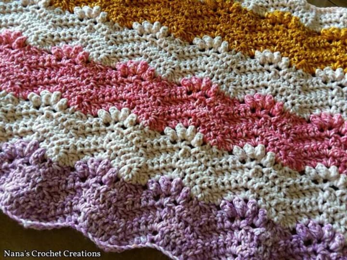 Pop-up Ripple Crochet Blanket Pattern: Popcorn Stitch (PDF Pattern) - Etsy