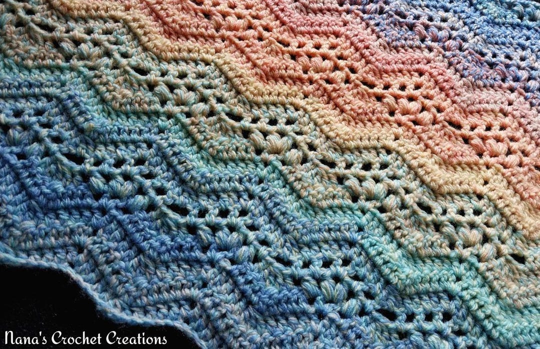 River Rock Ripple Crochet Blanket Pattern: Filet Crochet & PUFF ...