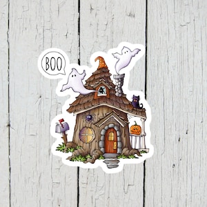 Haunted House Sticker Halloween Stickers Water Resistant - Etsy