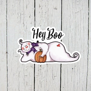 Hey Boo Sticker Cute Ghost Sticker Halloween Stickers Funny - Etsy
