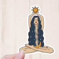 Goddess Sticker | Golden Goddess With Blue Hair | Mystical Sticker ...