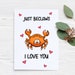 Just Beclaws I Love You Crab Pun Card, Funny Valentines Card, Just ...
