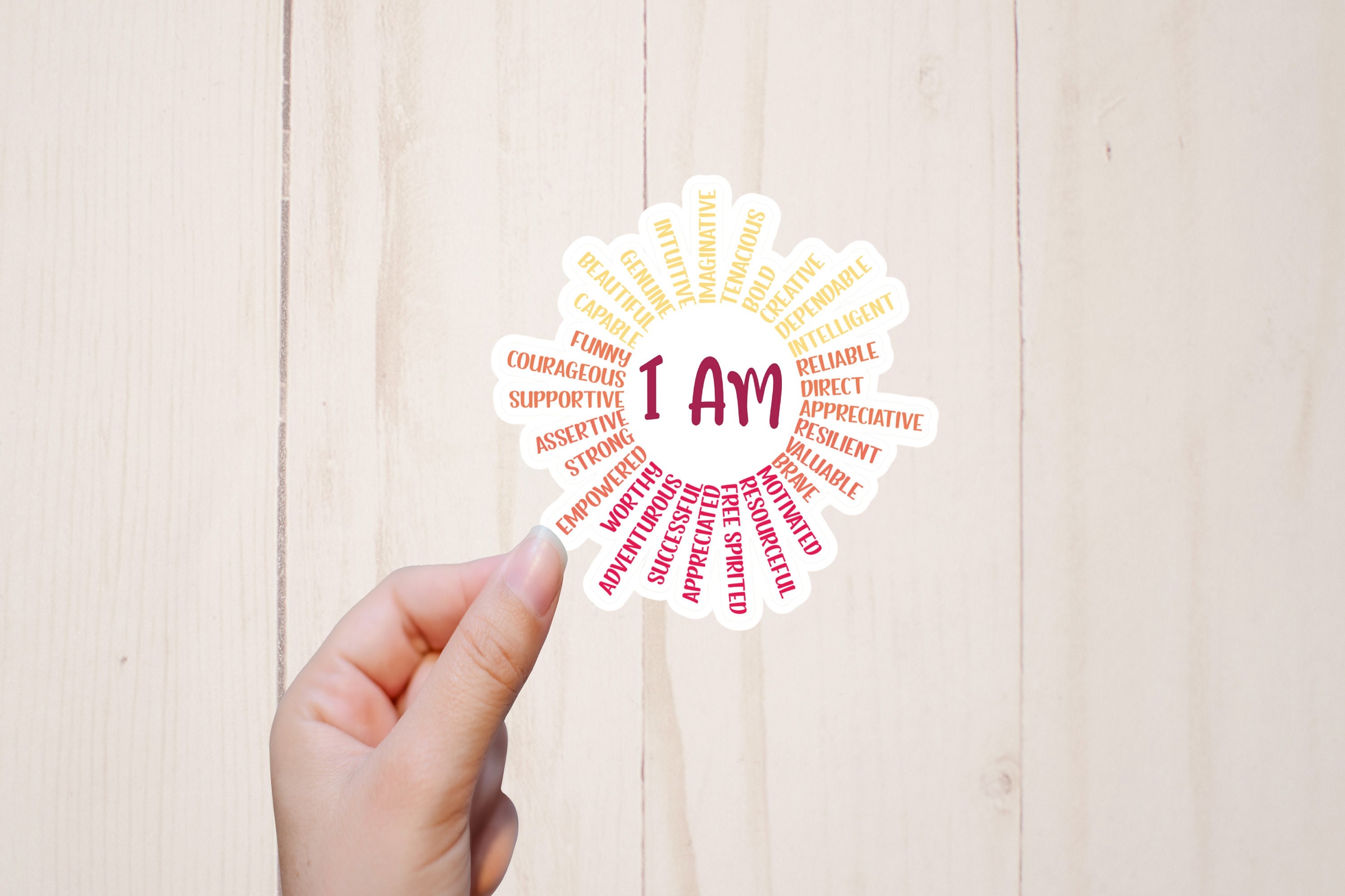 I Am Sticker Sun Shape Sticker Motivational Self Care - Etsy