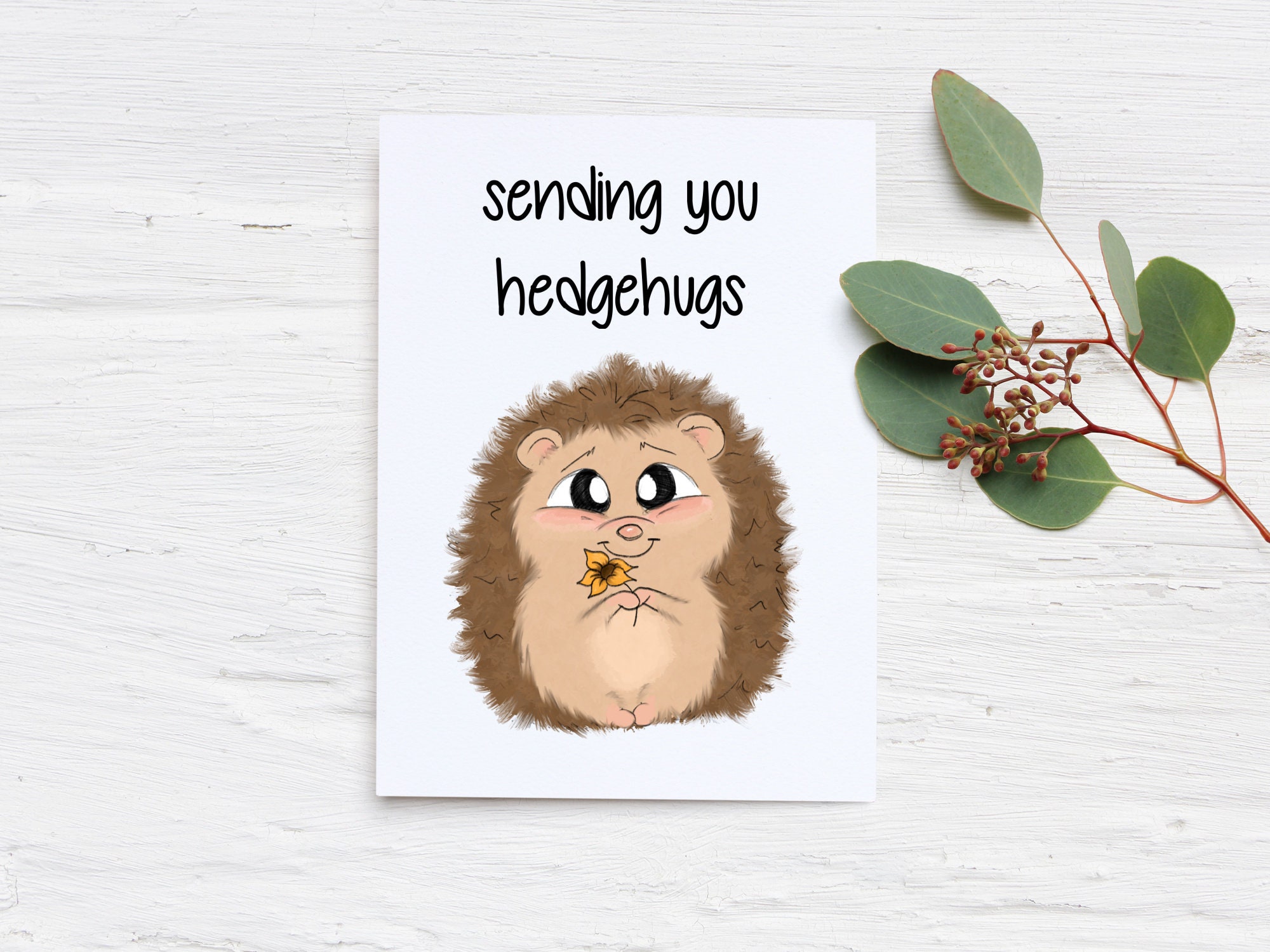 Sending Hedgehugs Card Cute Hedgehog Card Miss You Card | Etsy