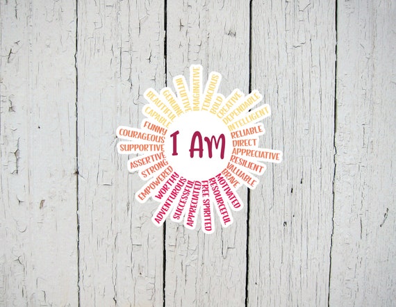I Am Sticker Sun Shape Sticker Motivational Self Care | Etsy