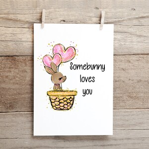 Somebunny Loves You Card, Bunny Rabbit I Love You Greeting Card, Bunny ...