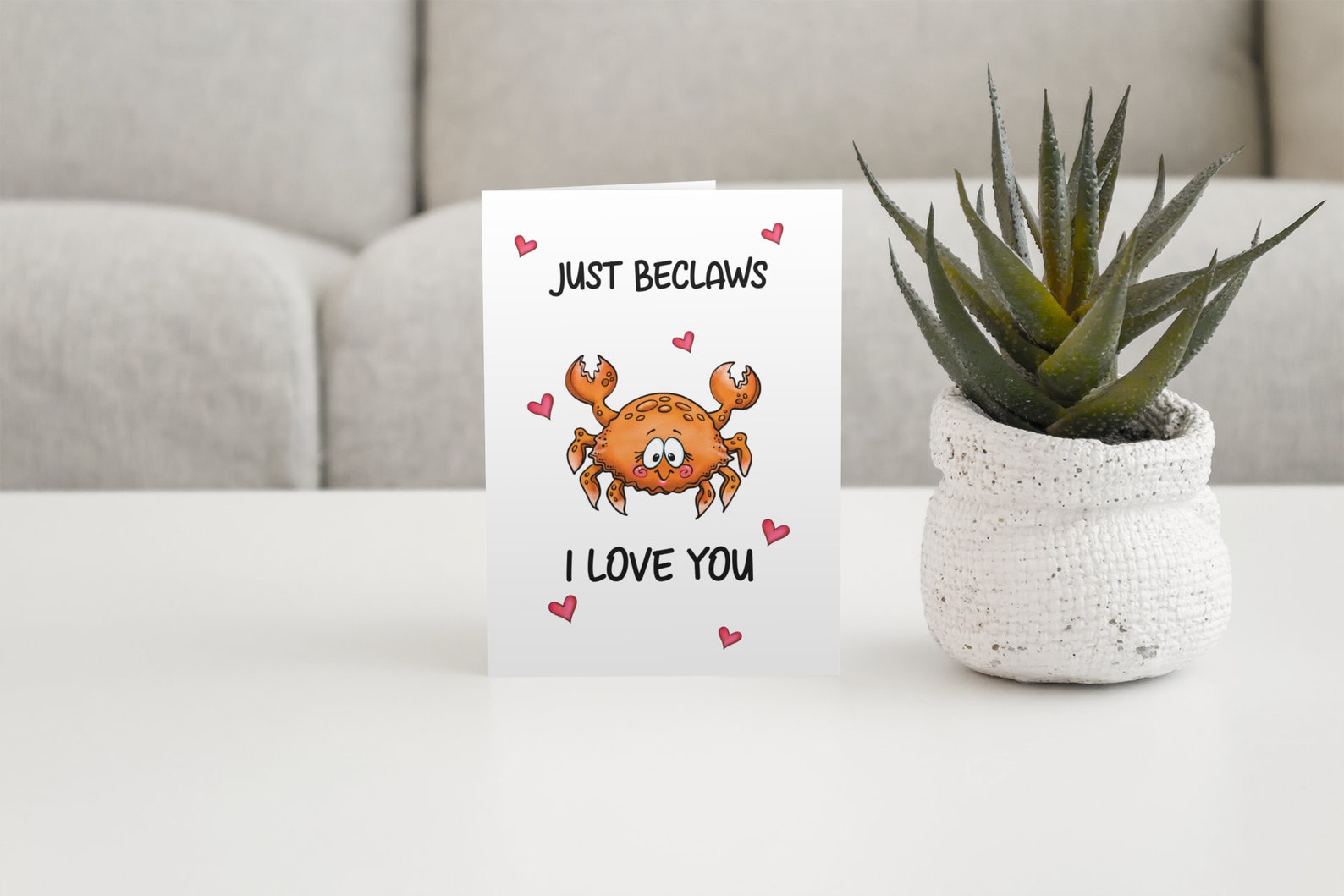Just Beclaws I Love You Crab Pun Card, Funny Valentines Card, Just ...