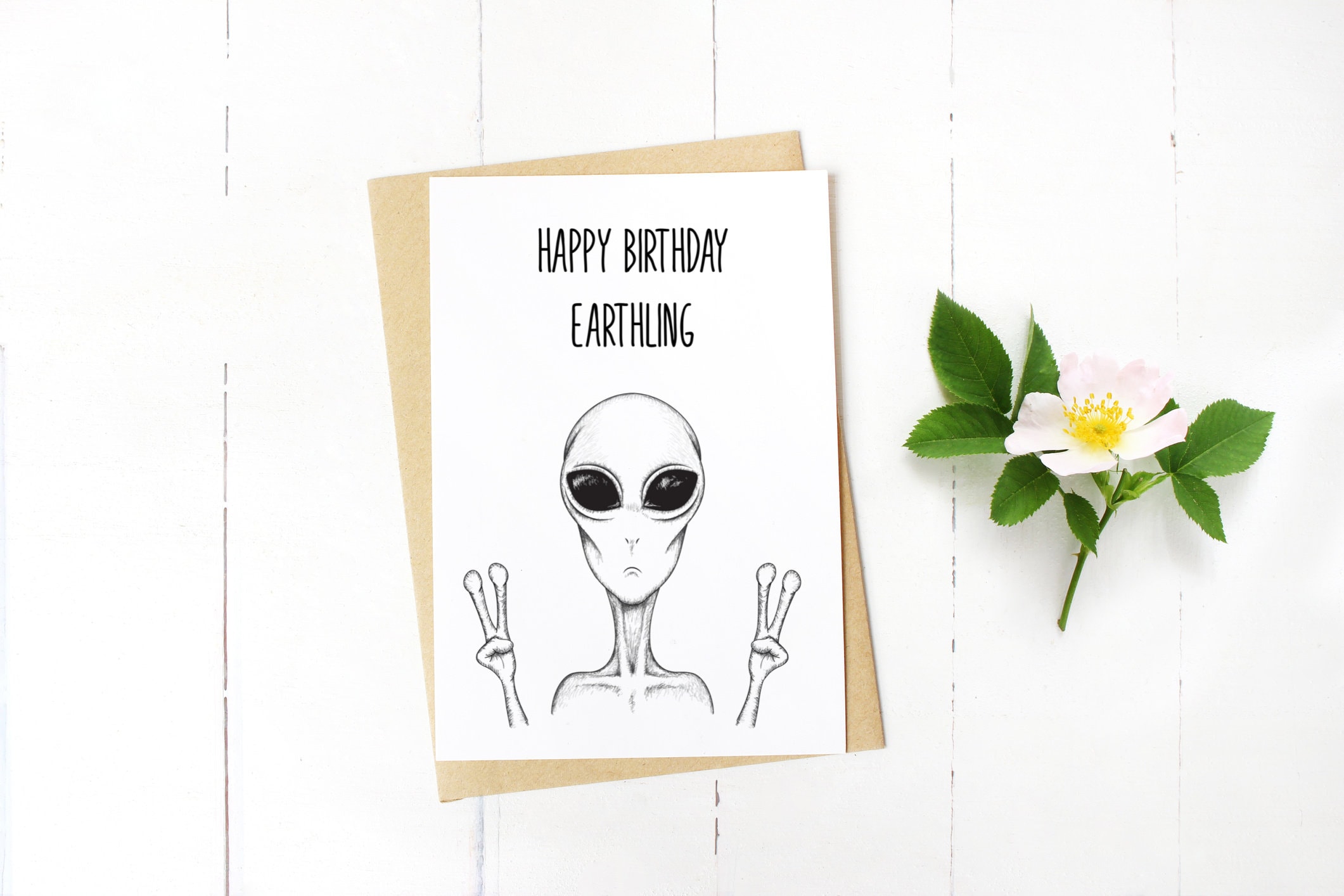 Happy Birthday Earthling Card Funny Alien Birthday Card | Etsy