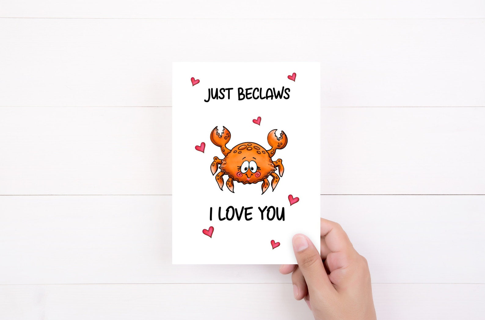 Just Beclaws I Love You Crab Pun Card Funny Valentines Card - Etsy