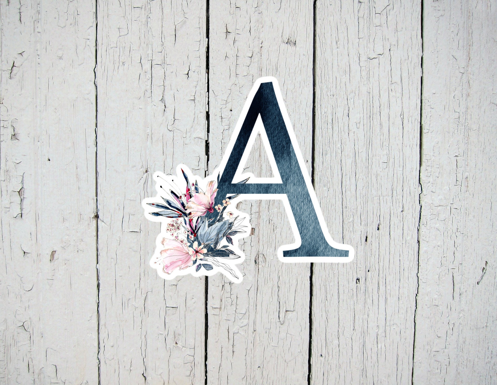 Initial Sticker Single Initial Decals Flower Initial - Etsy