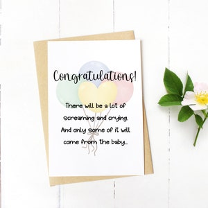 Baby Card, Screaming and Crying, Congratulations Baby Card, Push Card ...